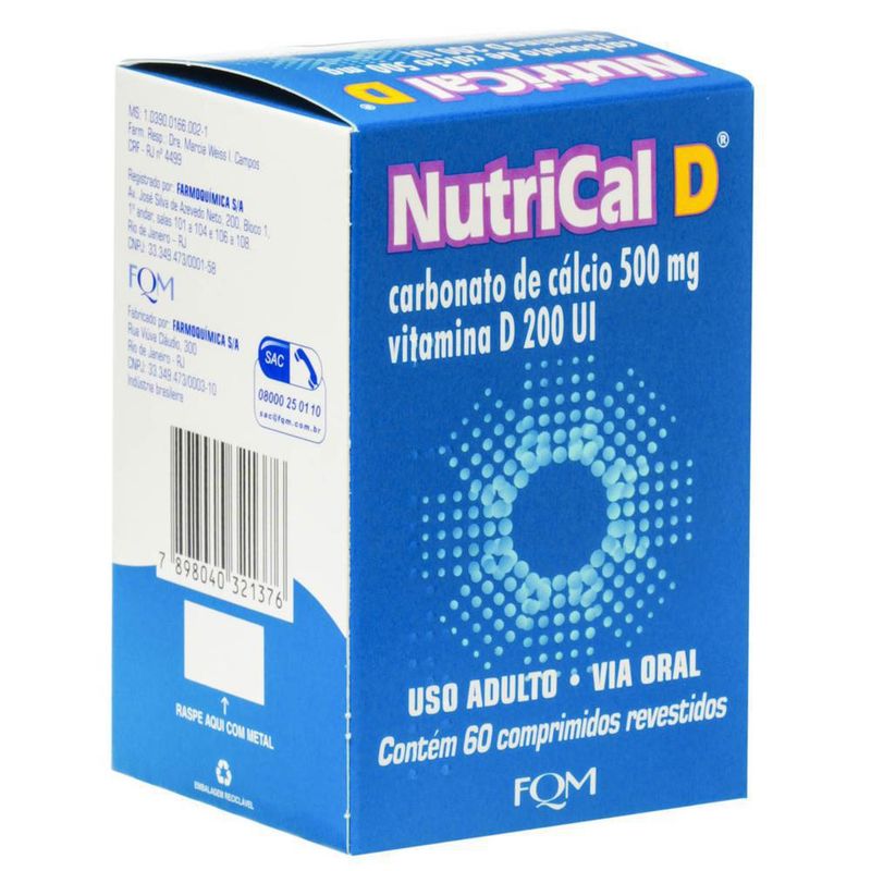 Nutrical D 500 + 2mg Frasco com 60 Comprimidos Revestidos - D'Or mais Saúde