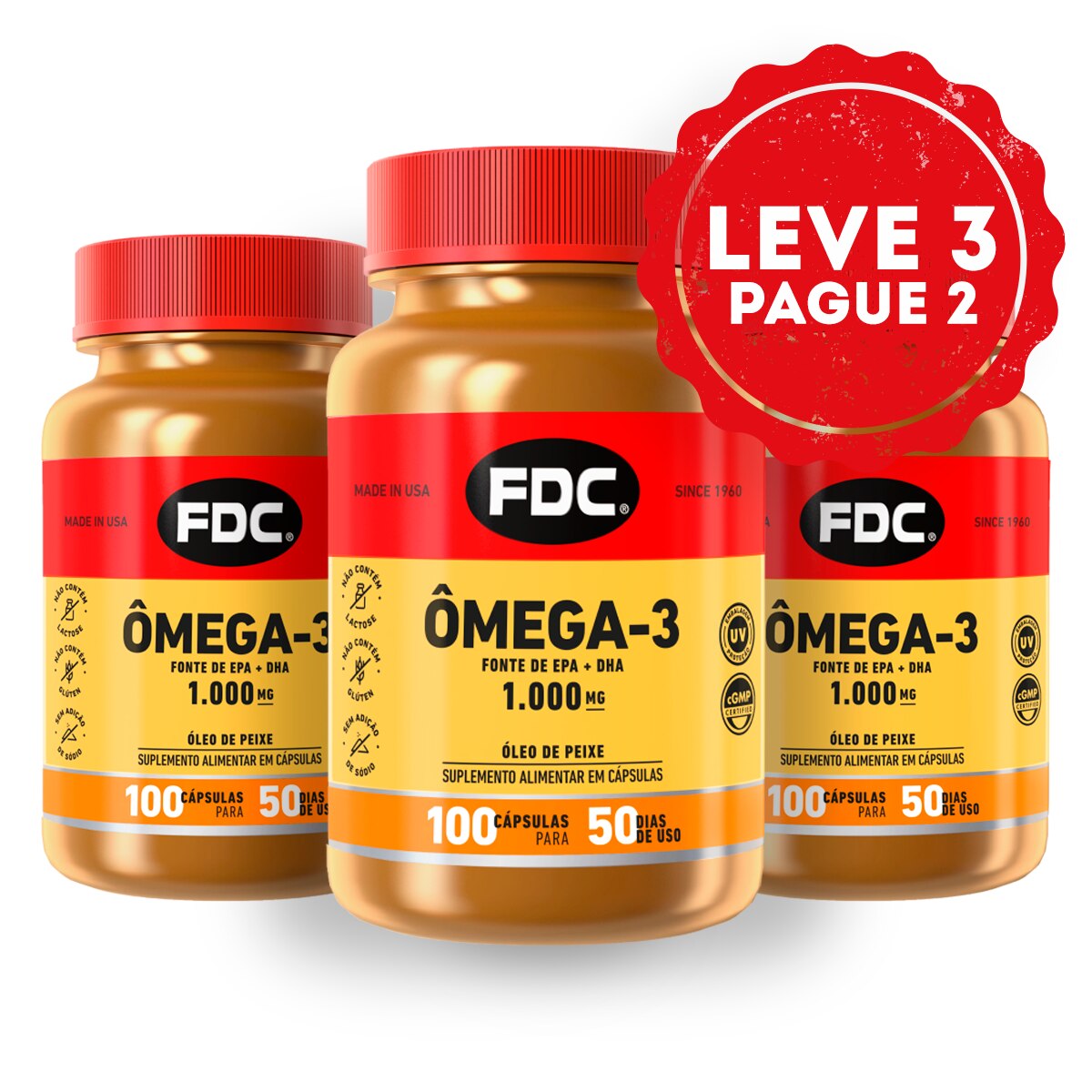 Ômega-3 1.000mg FDC 100 Cápsulas 3 Unidades - D'Or Mais Saúde
