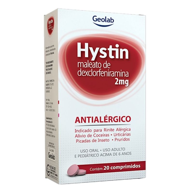Hystin 2mg 20 Comprimidos - D'Or Mais Saúde