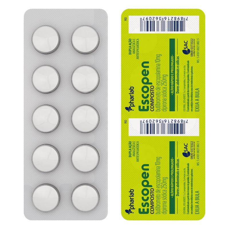 Escopen Composto 10mg + 250mg 10 Comprimidos Revestidos - D'Or Mais Saúde