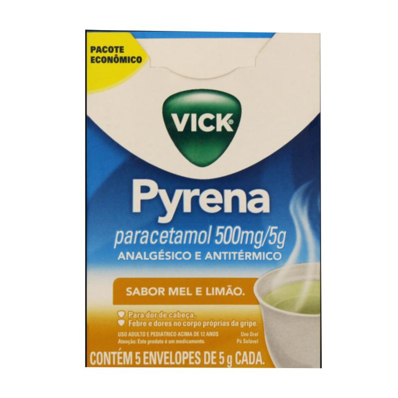 Vick Pyrena Mel e Limão 500mg 5 Envelopes 5g - D'Or Mais Saúde