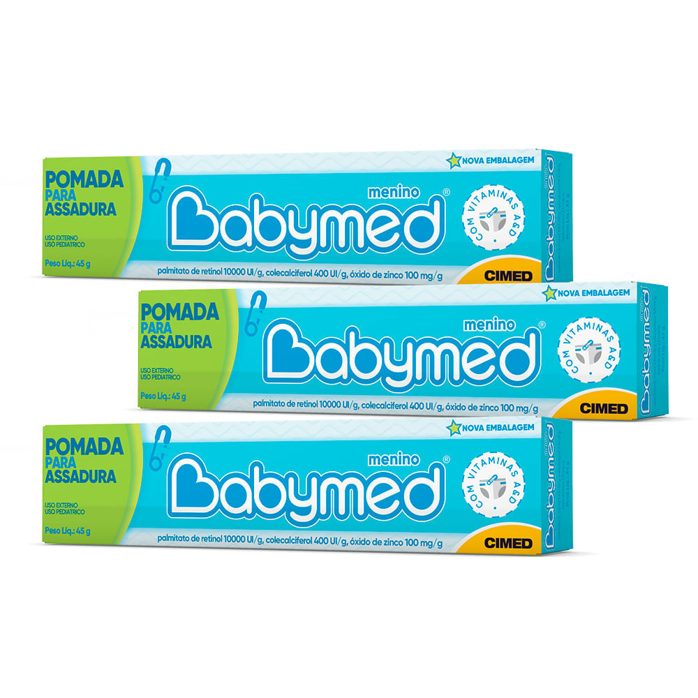 Kit com 3 Babymed Pomada Azul 45g cada - D'Or Mais Saúde