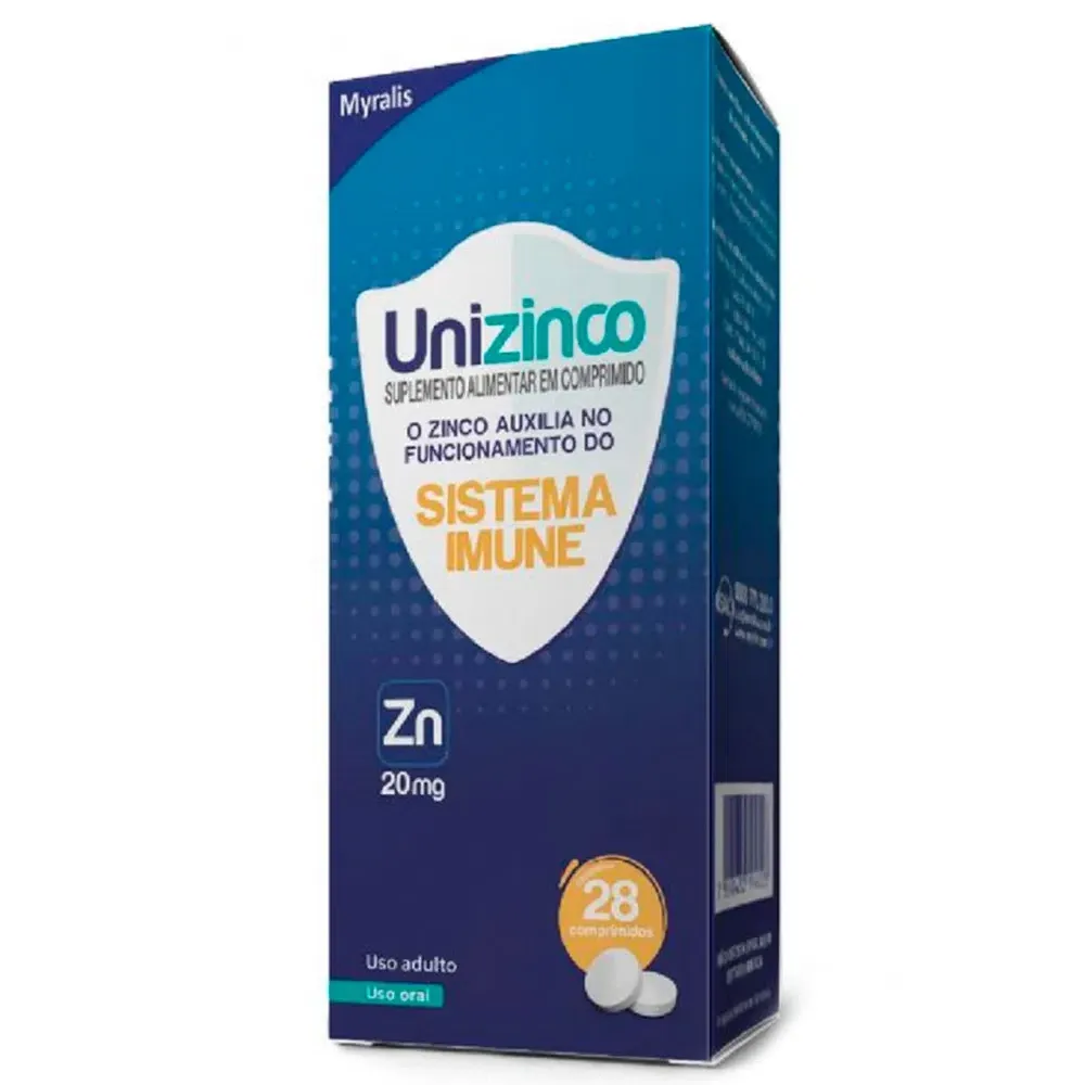 Unizinco Comprimido 20mg 28 unidades - D'Or Mais Saúde