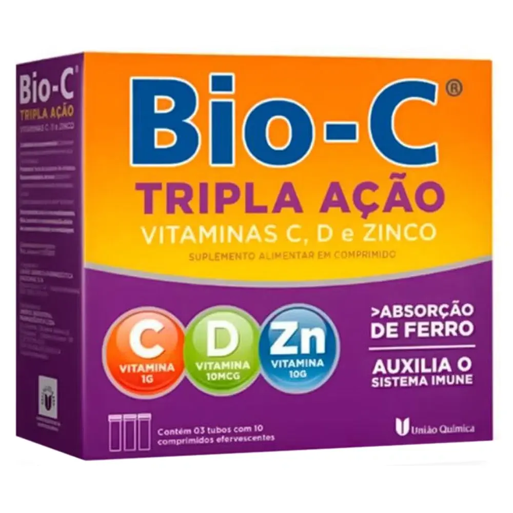 Bio-C Tripla Ação Sabor Laranja 30 comprimidos efervescentes - D'Or ...
