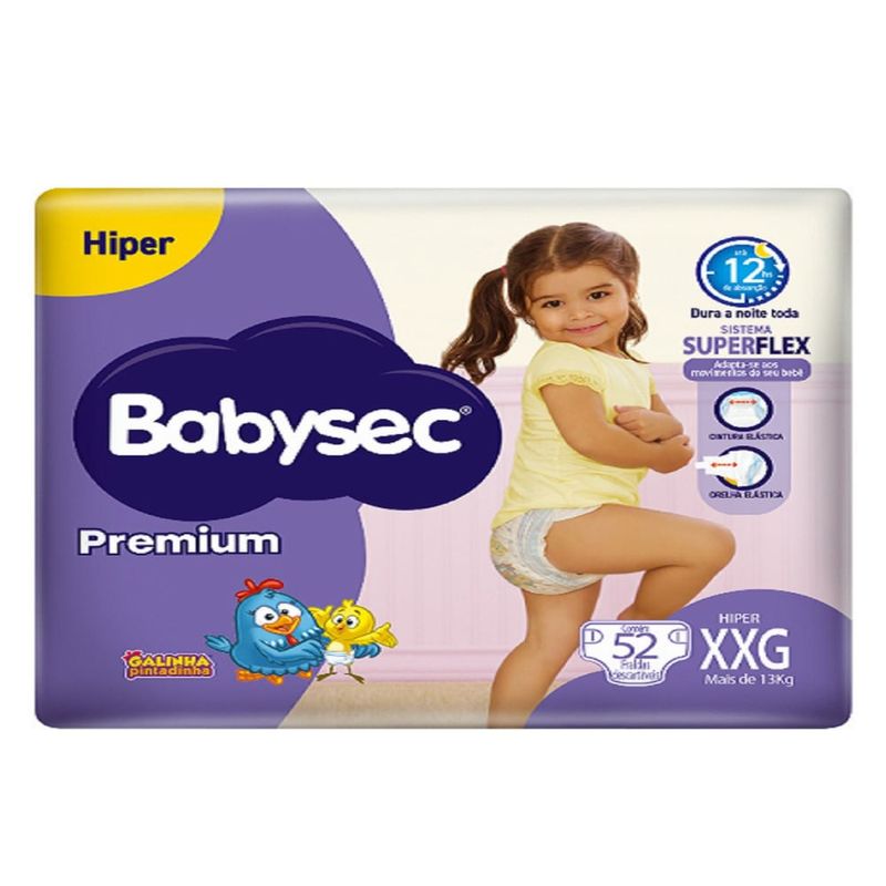 Fralda Babysec Galinha Pintadinha Premium Hiper Xxg 52 Unidades - D'Or ...