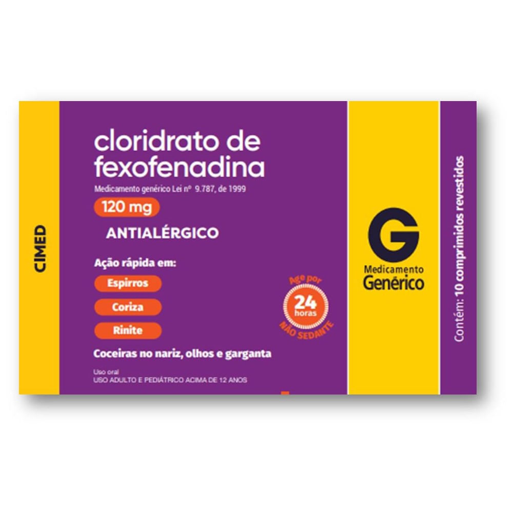Cloridrato de Fexofenadina Cimed 120mg 10 comprimidos revestidos - D'Or ...