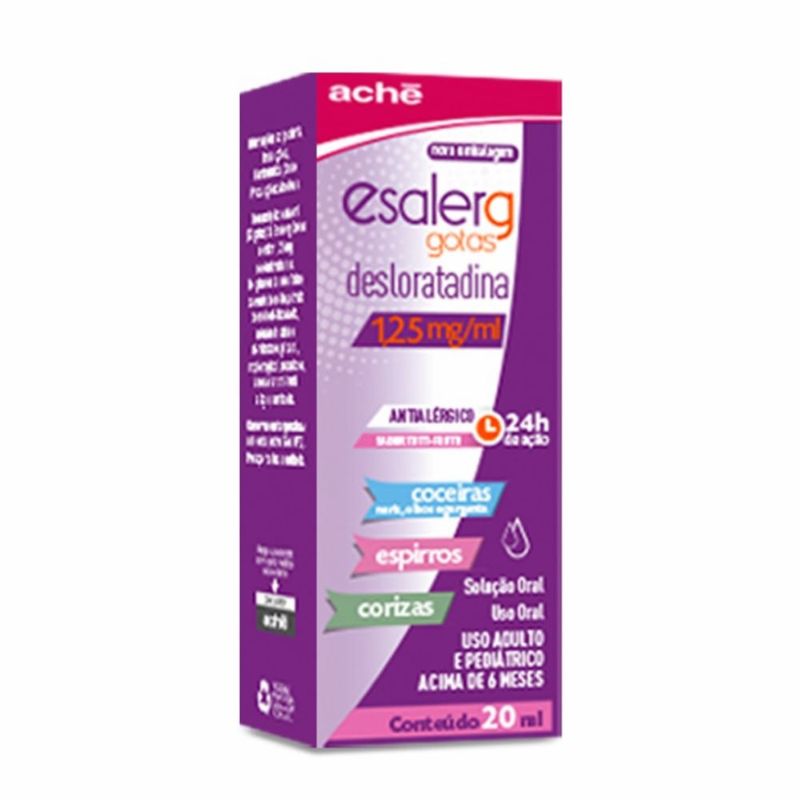 Esalerg 1,25mg/ml Aché Solução Gotas 20ml - D'Or Mais Saúde Esalerg 1,25mg/ml Aché Solução Gotas 20ml - D'Or Mais Saúde