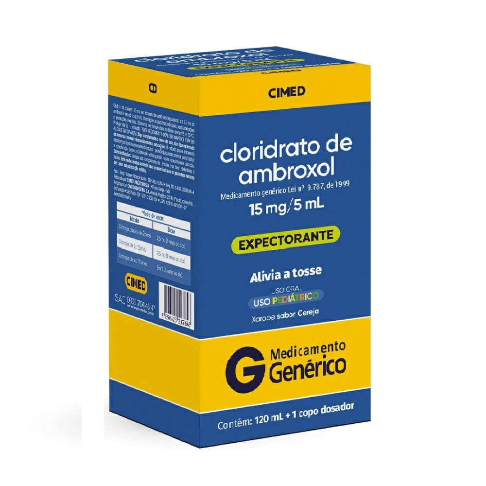 Cloridrato de Ambroxol 3mg/ml Cimed Pediátrico Xarope 120ml - D'Or Mais ...