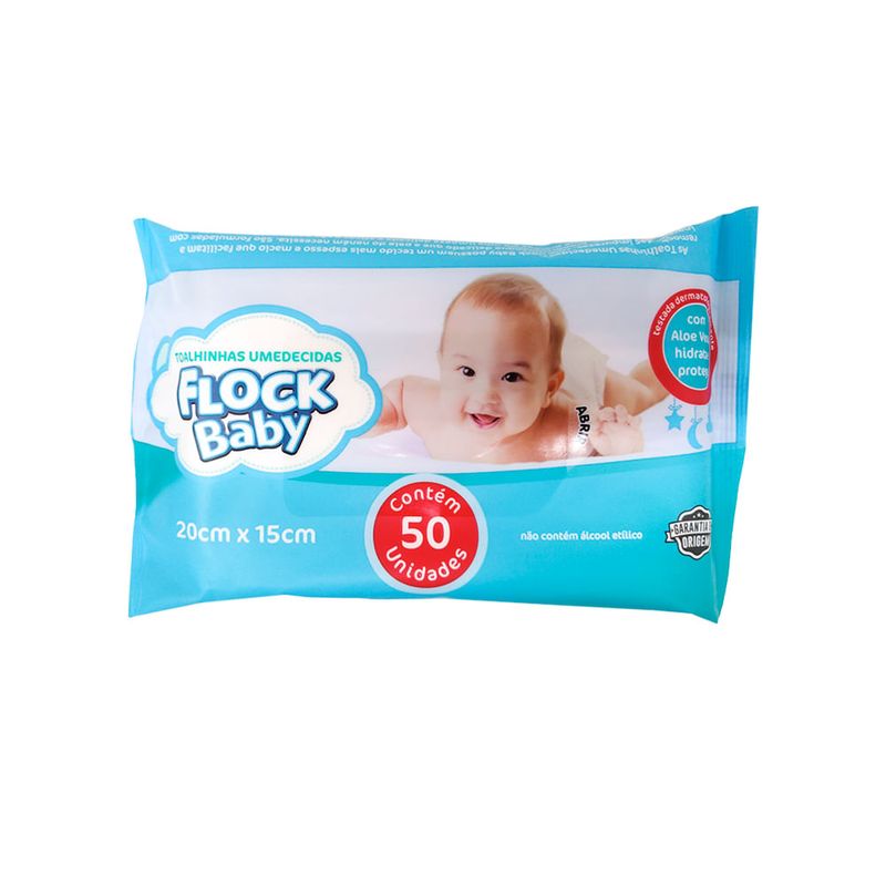Toalha Umedecida com 50 Unidades Flock Baby - D'Or Mais Saúde