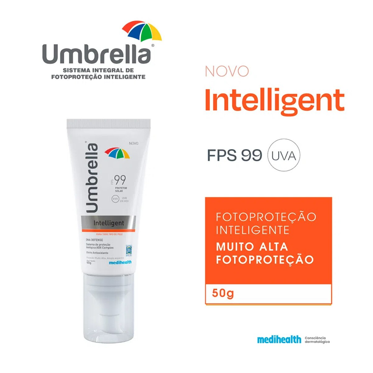 Protetor Solar Facial Umbrella Intelligent FPS99 50g - D'Or Mais Saúde