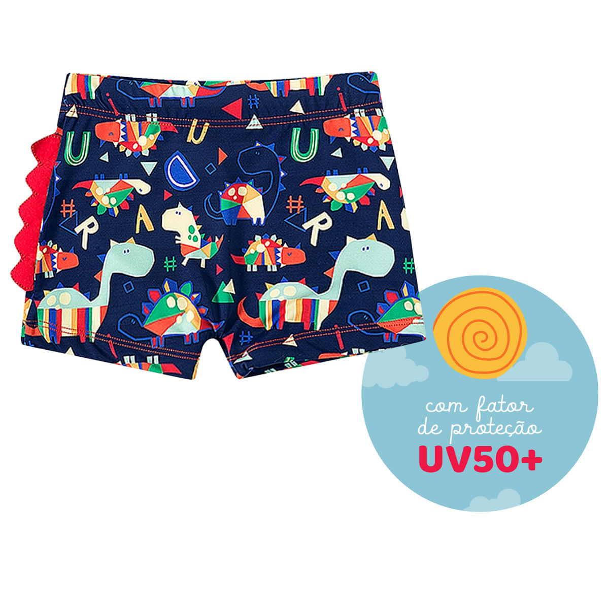 Sunga Boxer para bebê c/ proteção UV FPS +50 Dinossaurinho - Tip Top ...