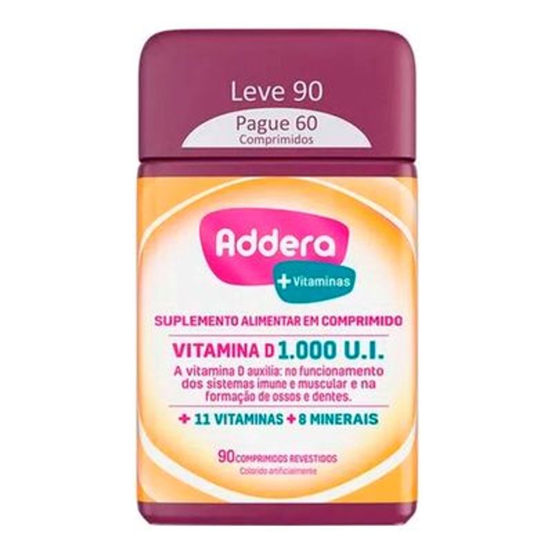 Addera + Vitaminas 1000UI 90 Comprimidos Revestidos - D'Or Mais Saúde