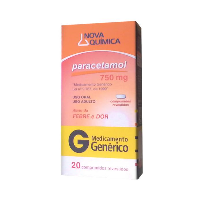 Paracetamol 750MG Comprimido revestido - Caixa com 20 Comprimidos - D ...