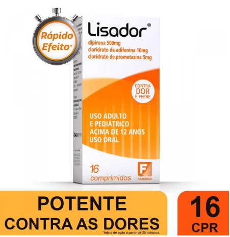 Lisador 10 + 500 + 5mg - Caixa com 16 Comprimidos Simples - D'Or Mais Saúde