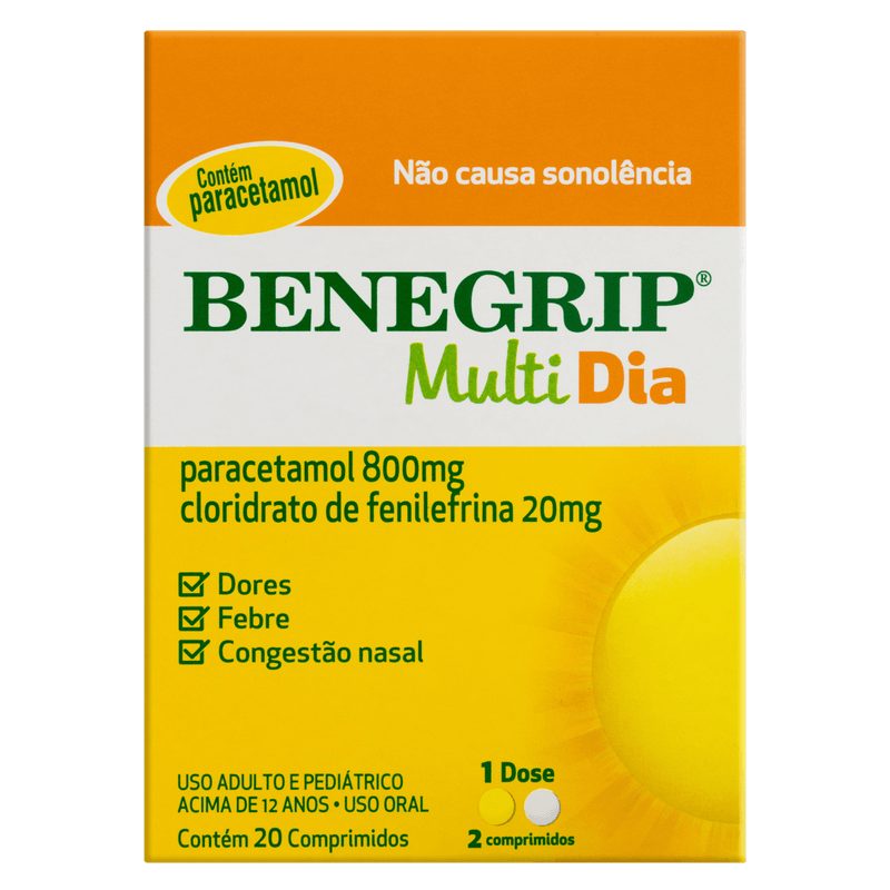 Benegrip Multi Dia 800MG + 20MG Comprimido - Caixa com 20 Comprimidos ...