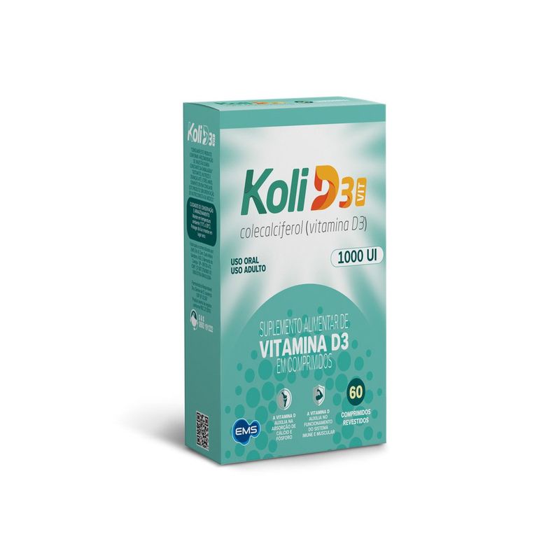 Vitamina D Koli D3 1000Ui 60 Comprimidos - D'Or Mais Saúde