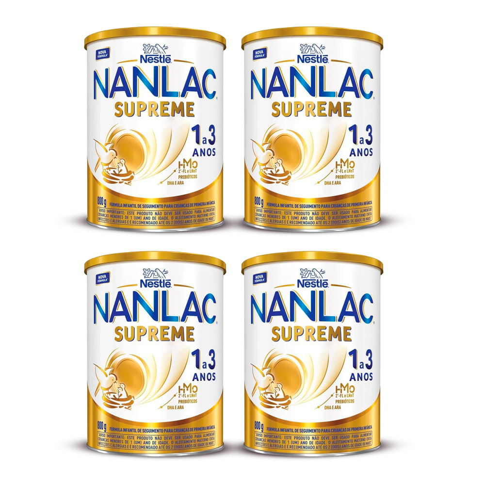 Kit 4 Fórmula Infantil Nanlac Supreme 1 a 3 anos 800g cada - D'Or Mais ...
