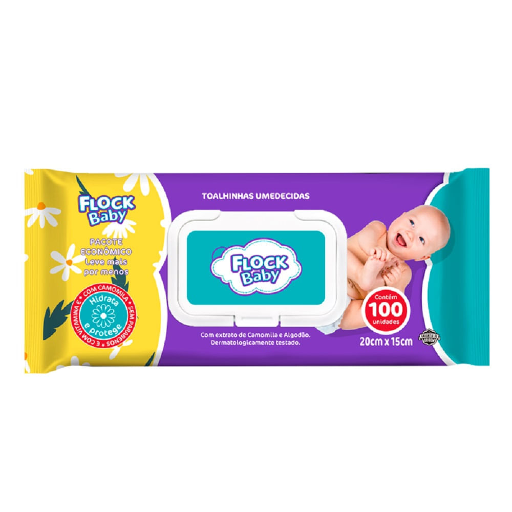Toalha Umedecida Flock Baby 100 Unidades Camomila - D'Or Mais Saúde