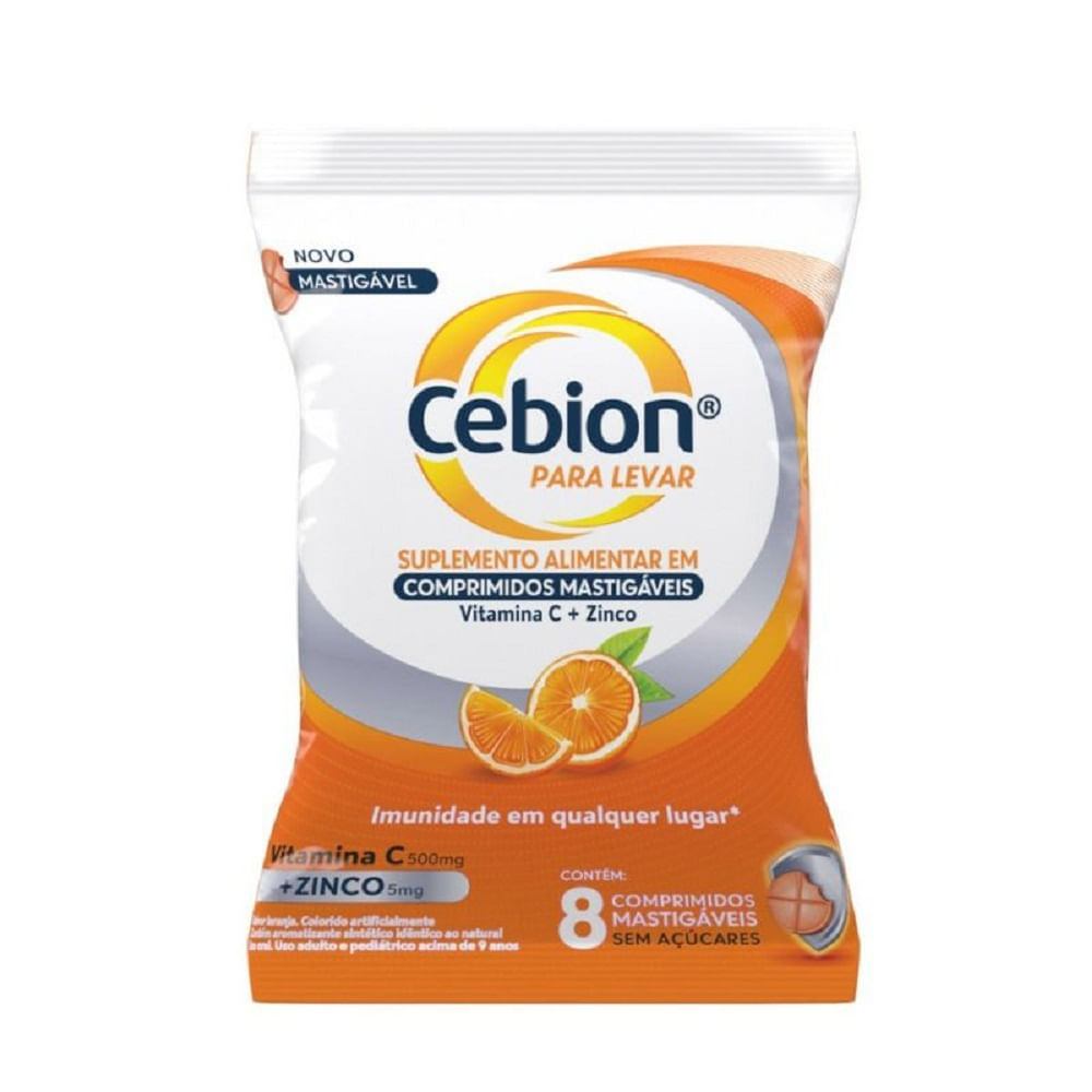 Cebion Vitamina C + Zinco 8 Comprimidos Mastigáveis - D'Or Mais Saúde