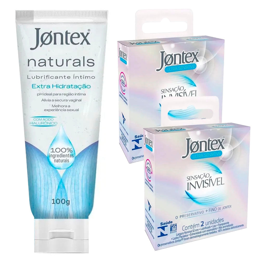Kit Lubrificante Íntimo Gel Jontex Naturals Moisture 100g + 2 ...