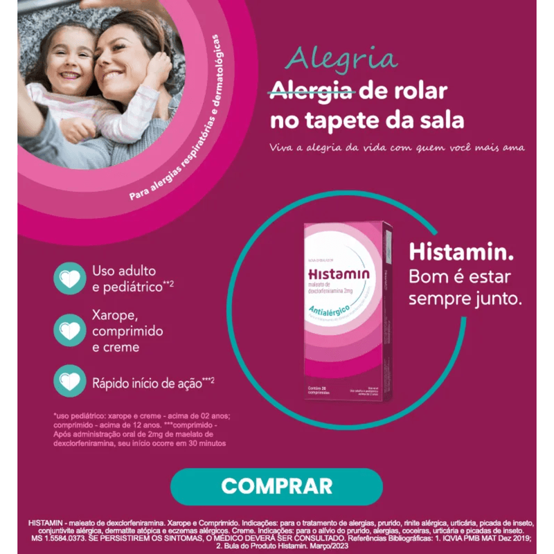 Histamin Xarope 100ml Antialergico - sabor cereja - D'Or Mais Saúde