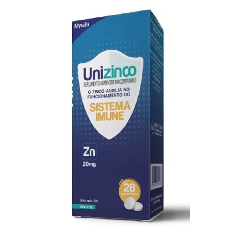 UNIZINCO ZN 20MG C 28 COMP - D'Or Mais Saúde