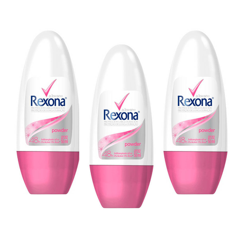 Kit 3 Desodorante Antitranspirante Rollon Rexona Feminino Powder Dry ...