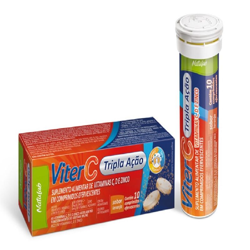 Viter C Tripla Ação 1G/10Mcg/10Mg Com 10 Comprimidos Efervescentes ...