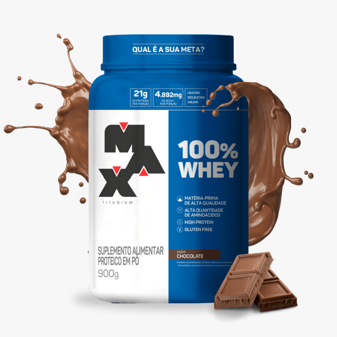 Whey Protein Max Titanium 100% Chocolate Maltado 900g - D'Or Mais Saúde