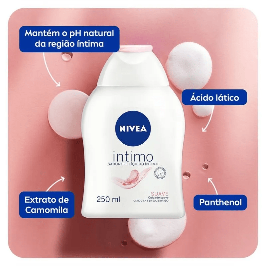 Kit Sabonete Líquido Íntimo Nivea Suave 2 unidades com 250ml cada - D ...