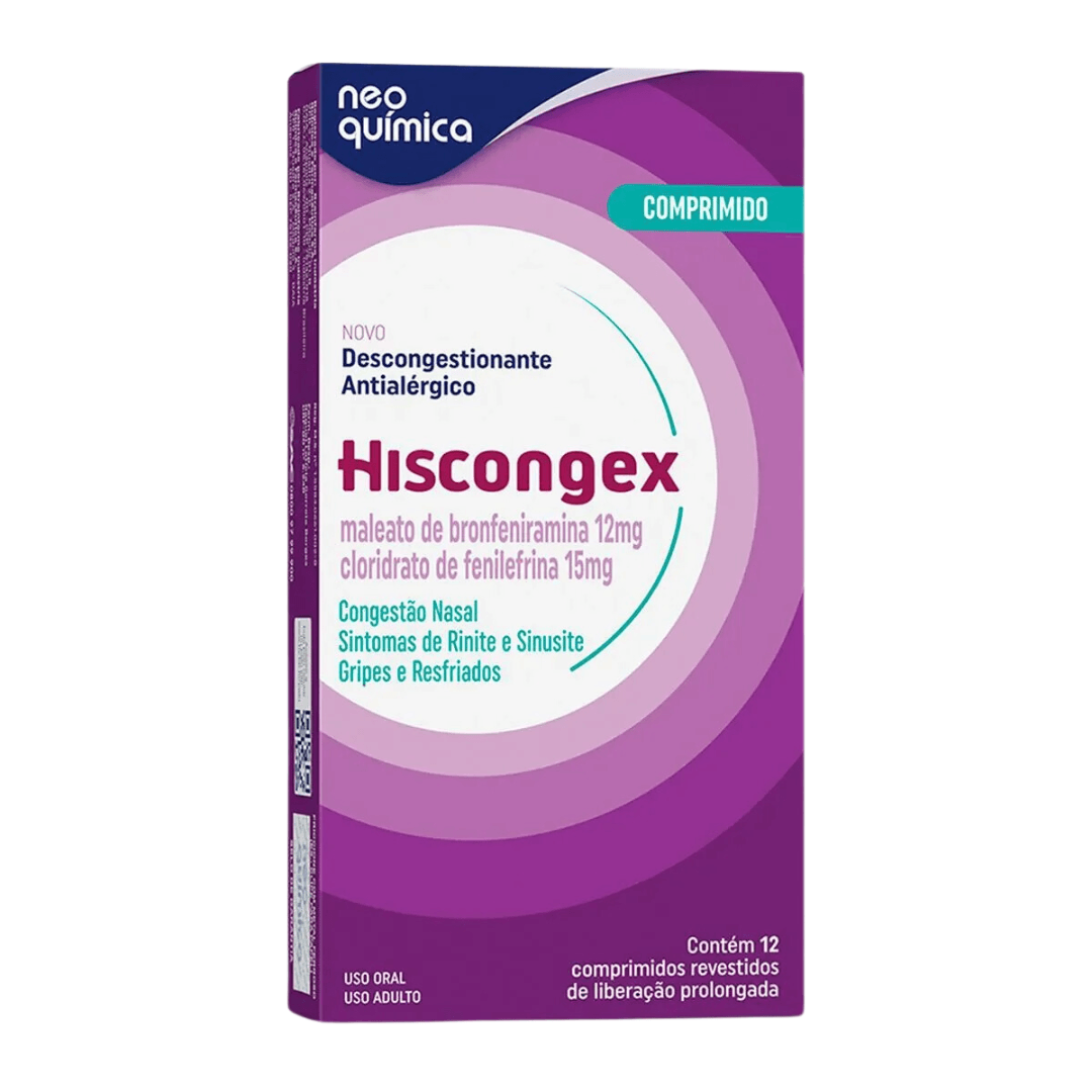Hiscongex Maleato de Bronfeniramina 12mg + Cloridrato de Fenilefrina ...